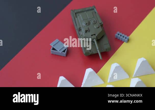 Anti-tank barrier or dragon's teeth made of concrete and iron as a ...