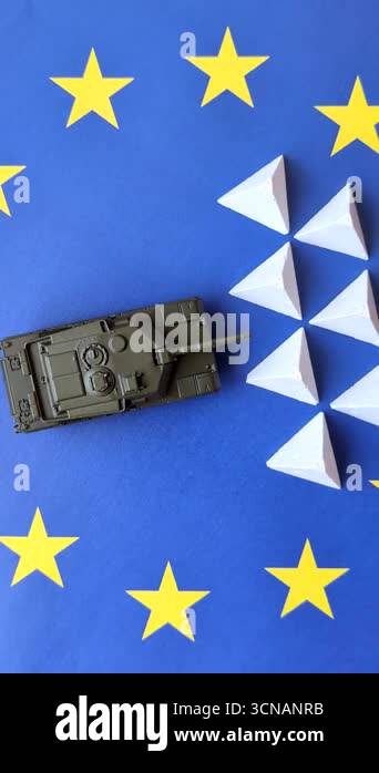 Anti-tank barrier or dragon's teeth made of concrete and iron as a ...