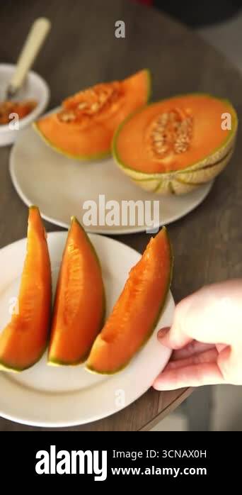 Melon Charente slice ripe sweet fruit tasty snack fresh delicious ...