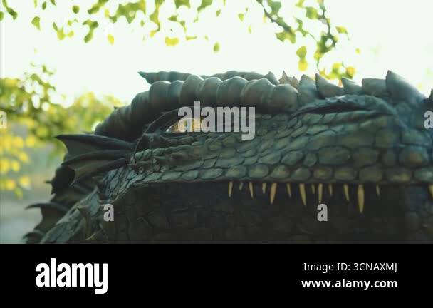 Fantasy portrait real dragon head close-up sharp teeth beautiful eyes ...