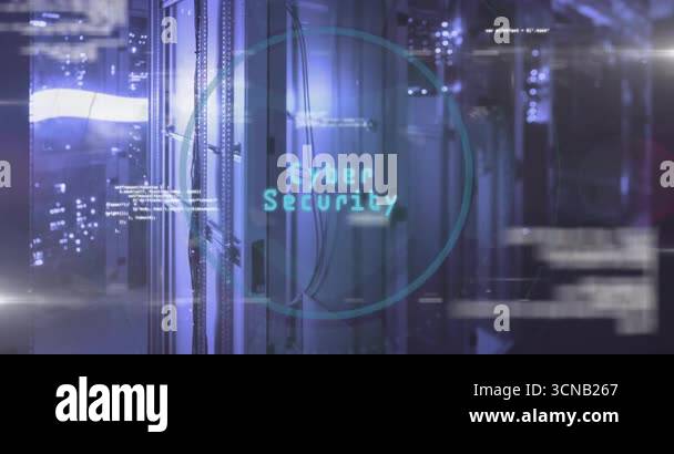 Code flickering Cyber Security starting rings forming icon pulsing ...