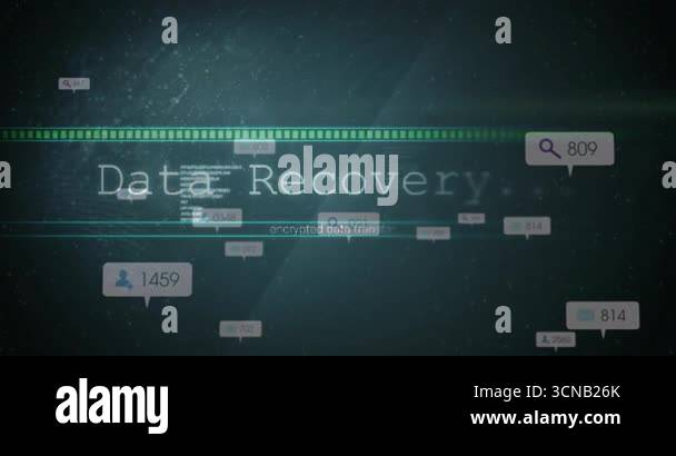 Sliding progress-bar revealing Data Recovery text, filling bar, rising ...