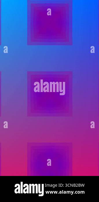 Animation of kaleidoscopic colourful red, blue and purple square shapes ...