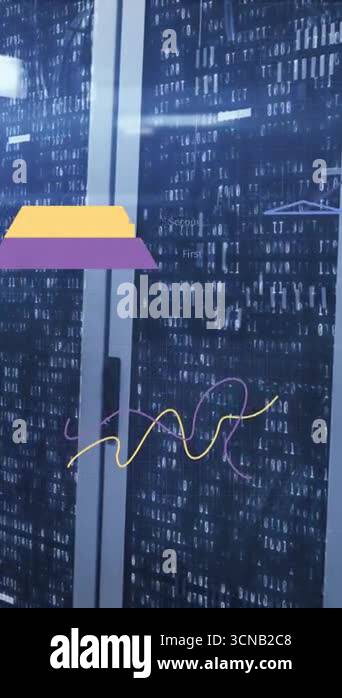 Animation of statistical data processing and light spot against ...
