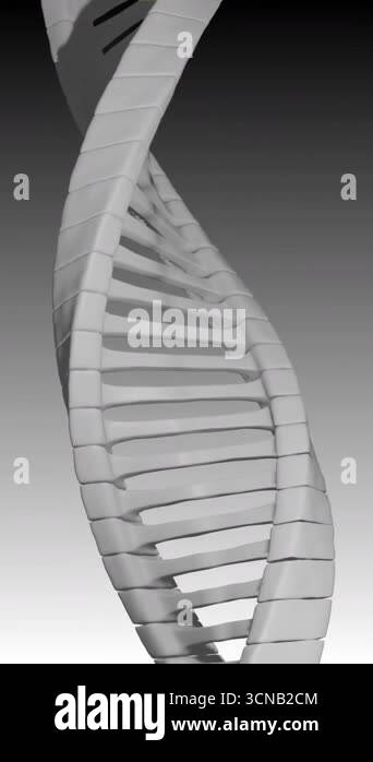 DNA strand with glowing red and yellow data processing animation ...