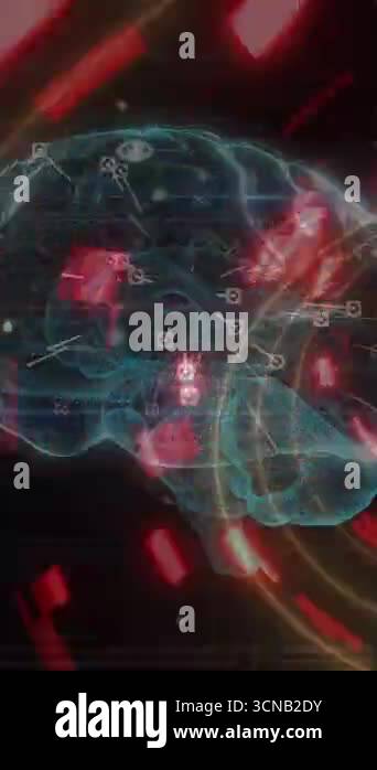 Human brain spinning over glowing tunnel in seamless pattern against ...