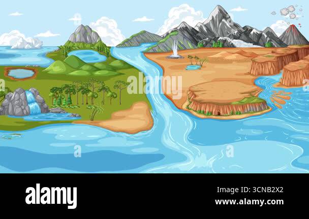 Animation depicting the formation of a fjord Stock Video Footage - Alamy