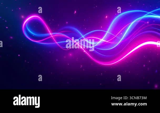 Abstract Glowing Flowing Wavy Light Beam with Stars Background Image ...