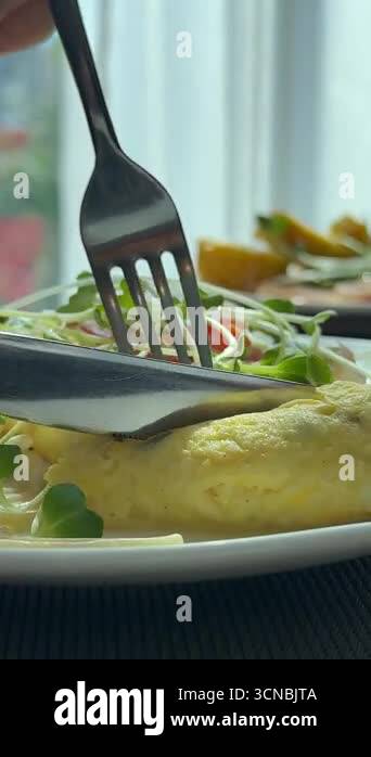 vermicelli pasta and egg scrambled. High quality 4k footage Stock Video ...