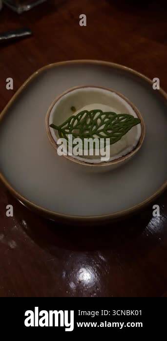 dry ice serving ice cream in a restaurant. High quality 4k footage ...