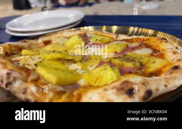 Delicious Pizza Perfection: Juicy Pizza on Plate with Airborne Slice ...