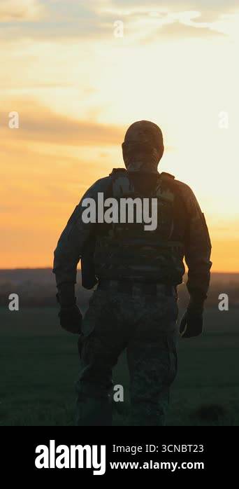 military men returning after completing a task. Soldiers in military ...
