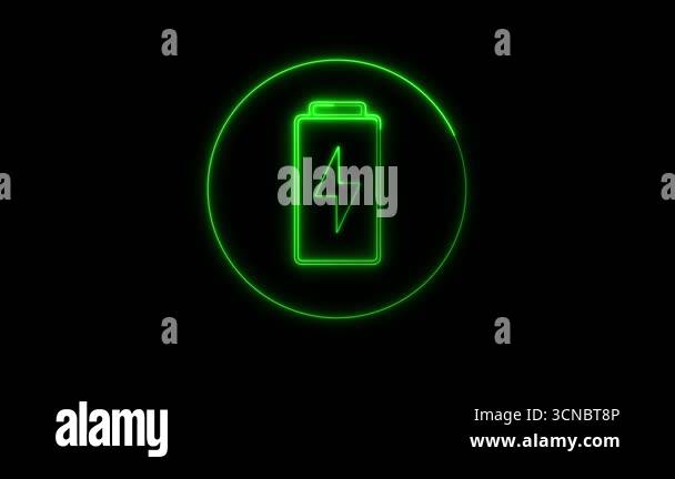 neon battery symbol with lightning Stock Video Footage - Alamy
