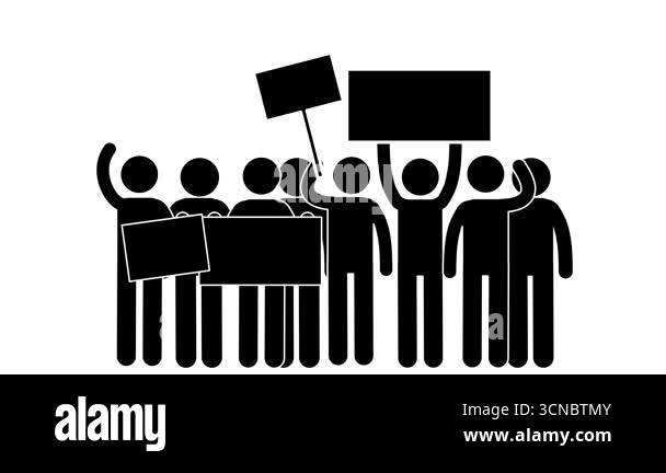 Stick figure animation of protest demonstration scene Stock Video ...