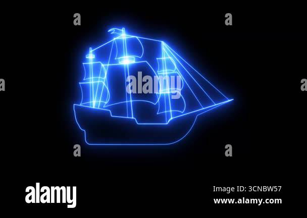 neon sailing ship neon sailing boat ,animated neon sailing ship sailing ...