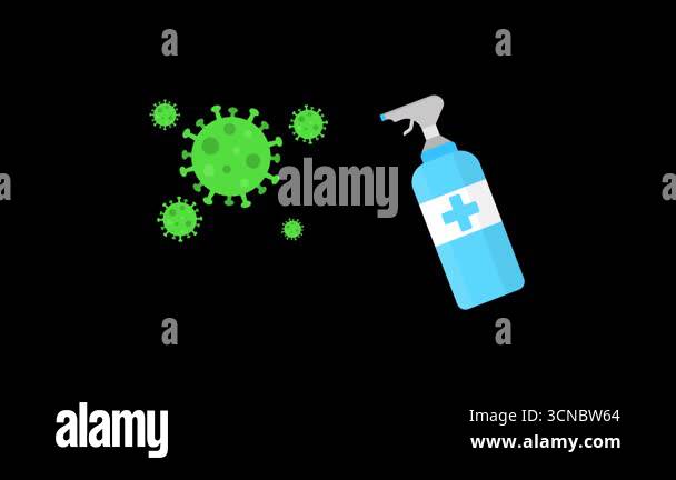 Disinfectant spray bottle to kill germs, animated health spray bottle ...