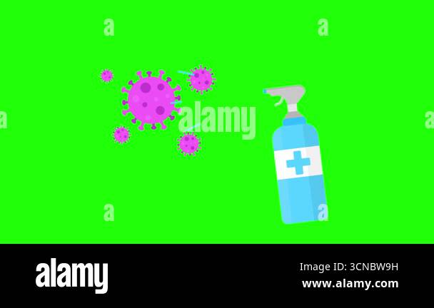 Disinfectant spray bottle to kill germs, animated health spray bottle ...