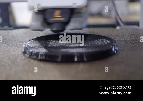 3D printer close up. Working 3D printer in process of printing object ...