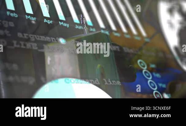 AR bar chart and command text rising over metal block, gloved probe contacting it visualizing ...