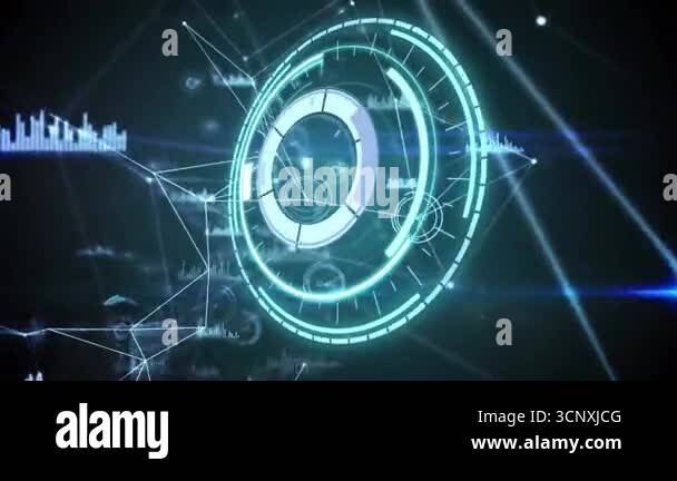 On start, glowing interface ring rotating and extending network while ...