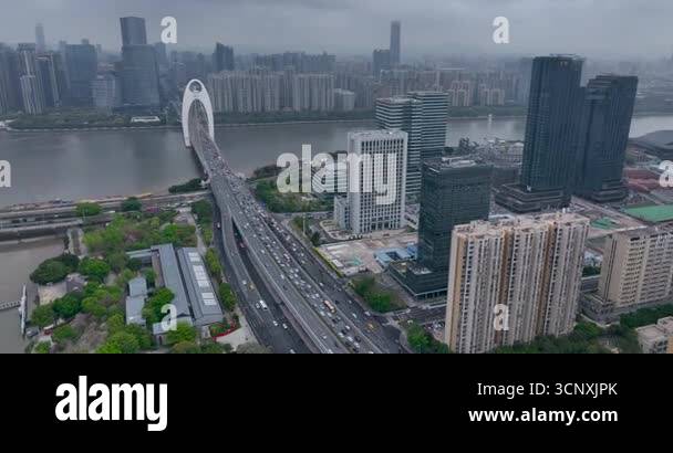 Lupu Bridge in Shanghai, China. The bridge distinctive arch-shaped ...