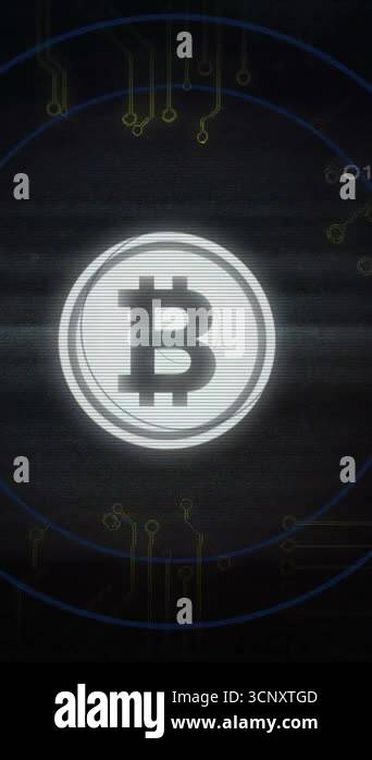 Bitcoin symbol with circuit lines and binary code, cryptocurrency ...
