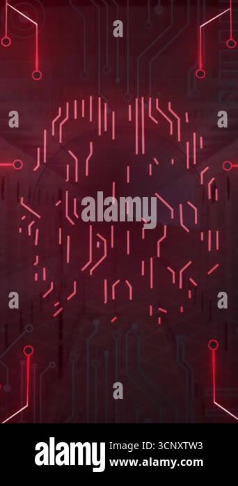 Animation of circuit board pattern brain over data server systems in ...