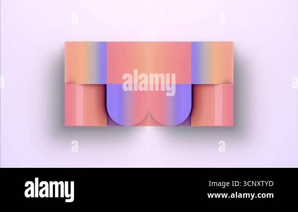 Graphic loop animation with dynamic colored symmetrical cubic shapes ...
