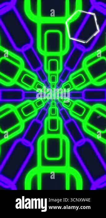 Animation of green and blue shapes over black background. Colours ...