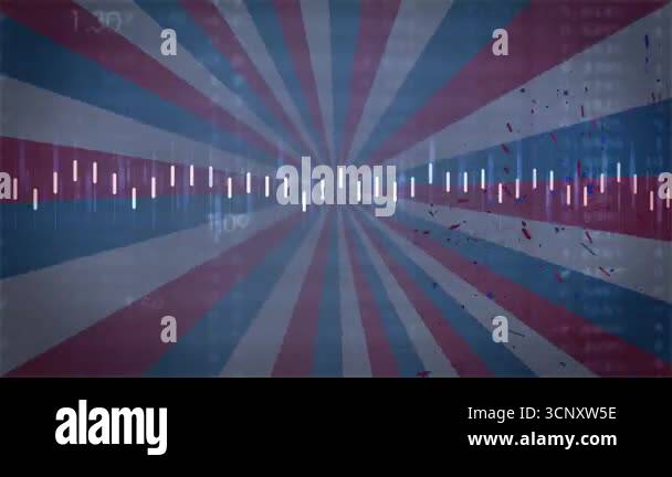 Radial burst opening, white bar array stretching, orange wave tracing ...