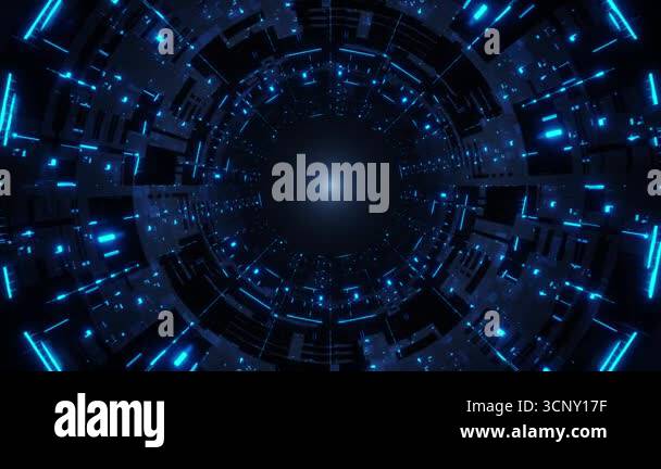 Futuristic Digital Tunnel Vortex Glowing Blue Sci-Fi Loop Motion Background Stock Video Footage ...