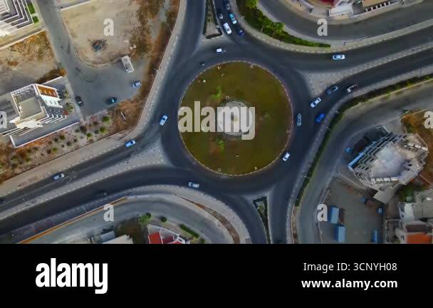 Aerial view of Larnaca, Cyprus. Morning traffic in the urban ...