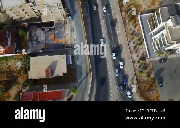 Aerial view of Larnaca, Cyprus. Morning traffic in the urban ...
