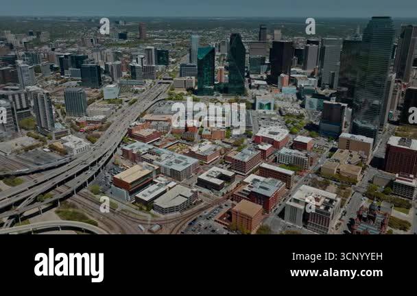 Aerial birds eye overhead top down view of large and complex multilane ...