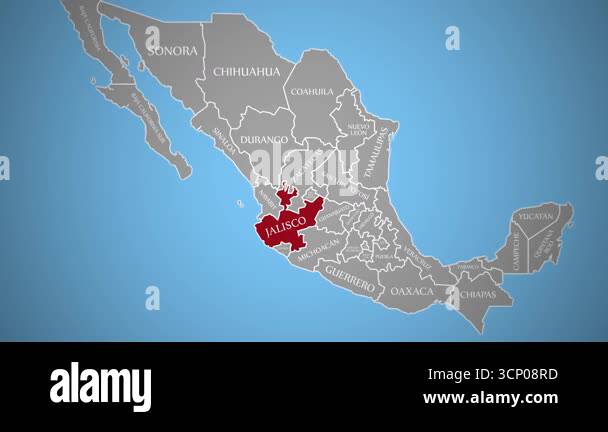 Jalisco Simple Outline Map Mexico in 2D Showing Borders Clearly. High ...