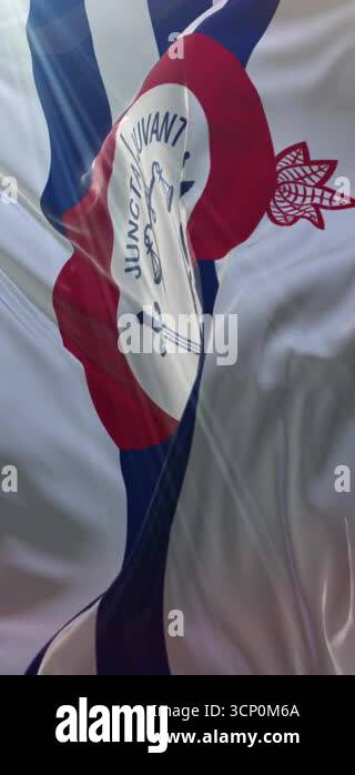 Cincinnati city flag, USA or United States of America. 4K Vertical ...