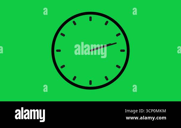 Clock icon animation on green screen. Seamless loop analog clock Stock ...