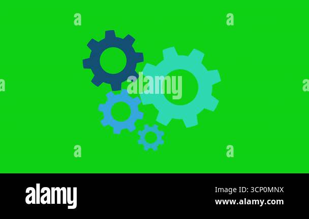 Gear rotating or spinning animation on green screen. Cogwheel ...