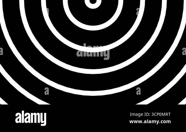 Hypnosis radio waves background loop. Radio signal animation with black ...