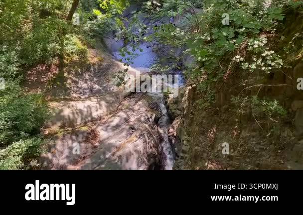 GABALA, AZERBAIJAN JULY 17, 2025: Top-down view of one of the cascading ...