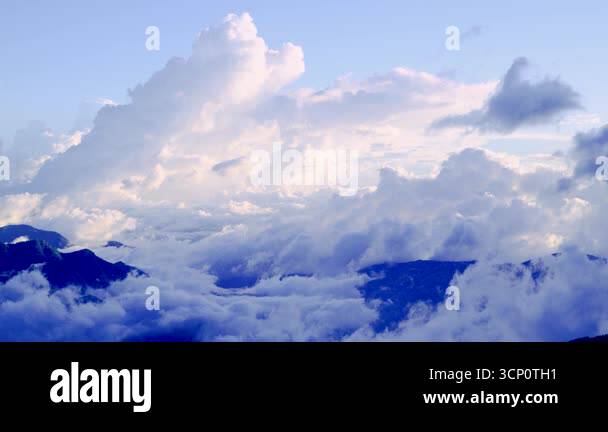 Aerial view of Hehuanshan, Renai, Nantou, Taiwan. Early autumn sun ...