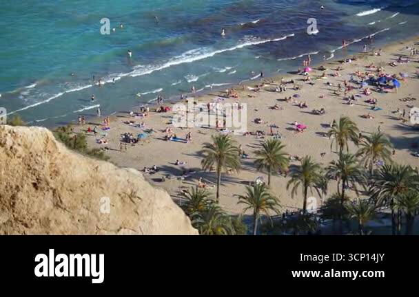 Panoramic view from Castillo de Santa Barbara across Alicante, Spain ...
