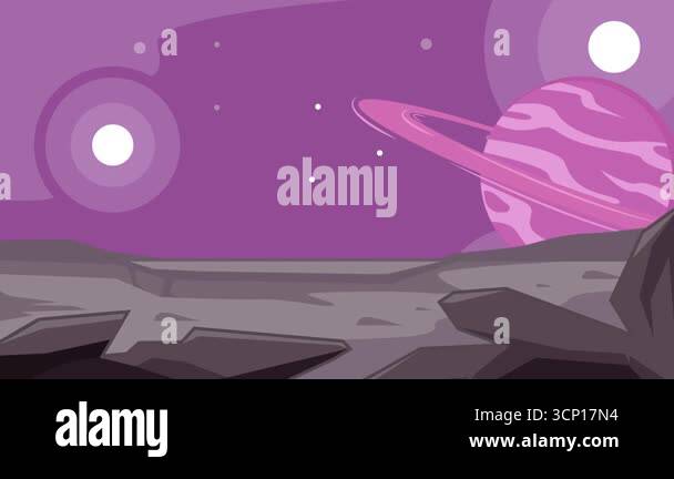 planet surface landscape view cartoon animation background video.outer ...