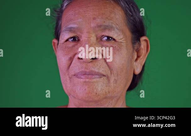 Elderly woman face Happy and Smiled slightly, Portrait elder with ...