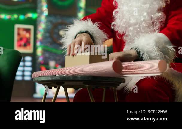Santa Claus performer during winter season spreading holiday cheer ...
