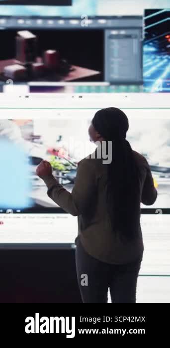 Vertical video User interacting with trending online videos feed on ...