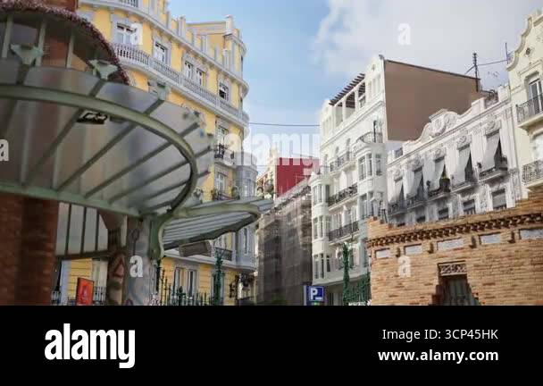 Valencia, Spain - May 28, 2025: Street view of the market's sinuous ...