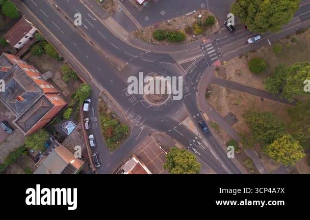 Aerial view of a roundabout in Maidenhead showing vehicle traffic Stock ...