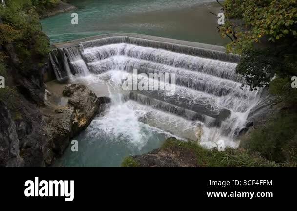 Lechfall, in Fussen, is a clever man made terraced falls that flows ...