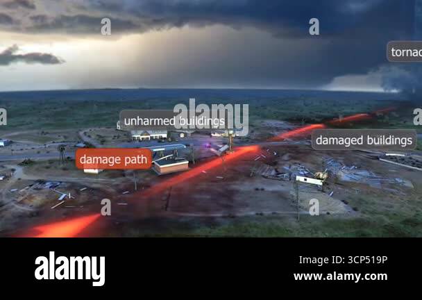 3D animation shows rotating funnel cloud forming from storm base ...